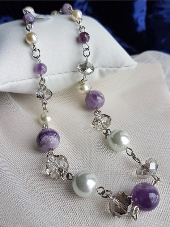 Swarovski | Jewelry | Swarovski Elements Genuine Amethyst Faux Pearl ...
